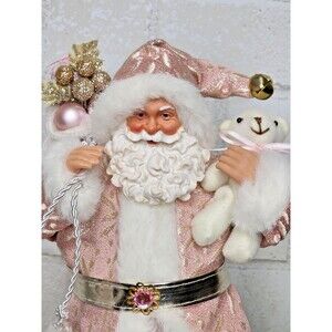 Unbranded | Holiday | Christmas Pink Shabby Chic Santa Claus Doll ...